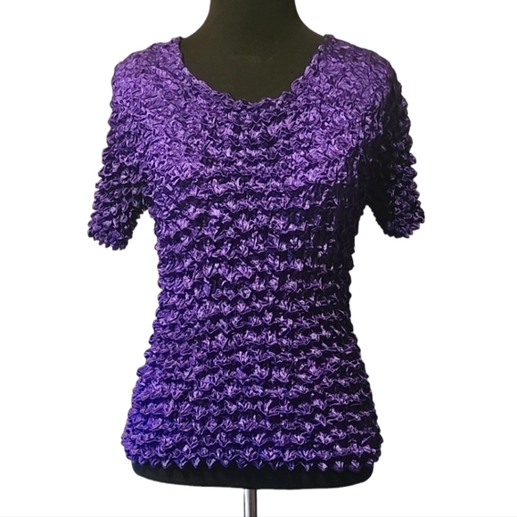 Boutique | Tops | Vintage Stretch Purple Popcorn Top Os | Poshmark